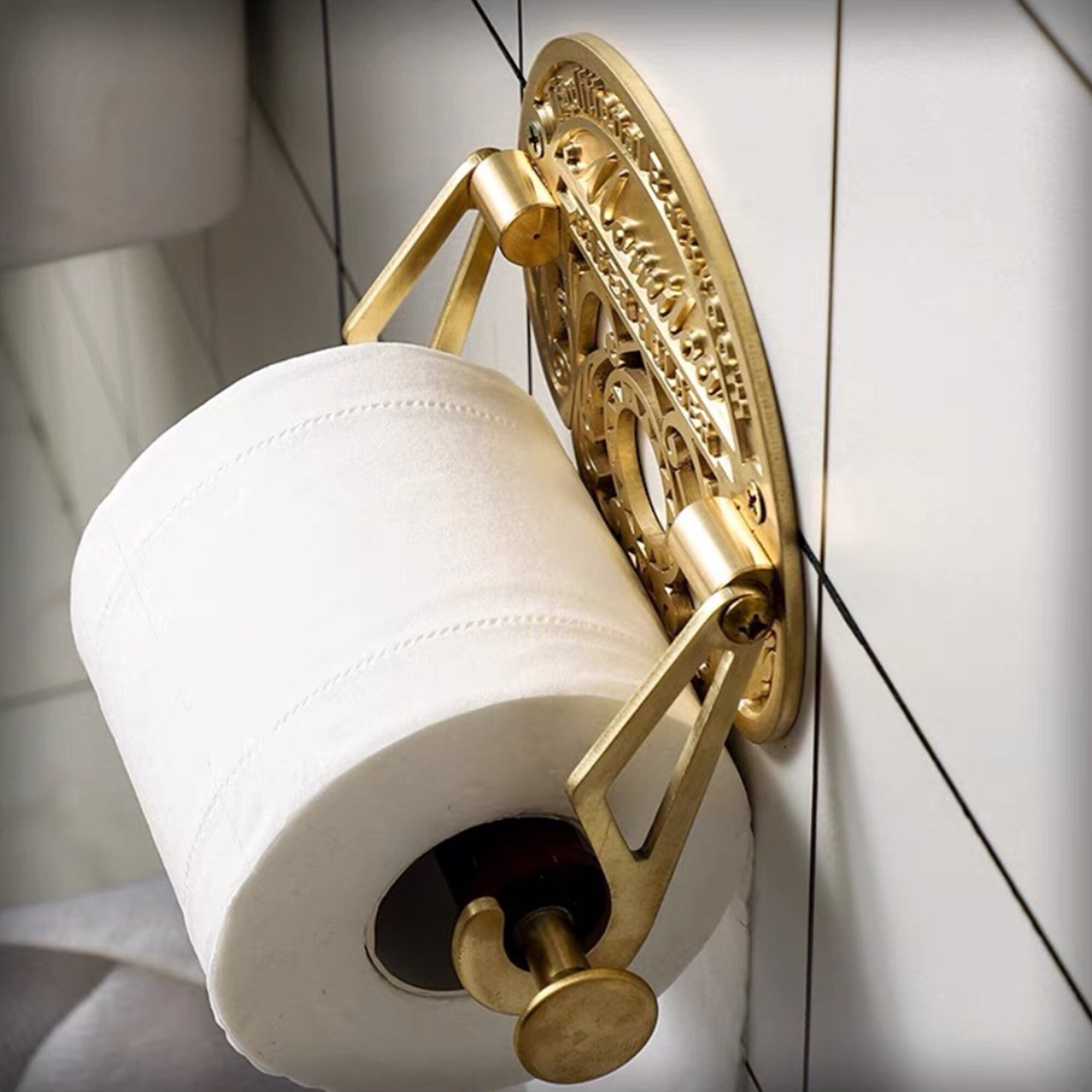 Vintage Brass Tissue Holder, Brass Toilet Roll Paper Holder, Antique ...