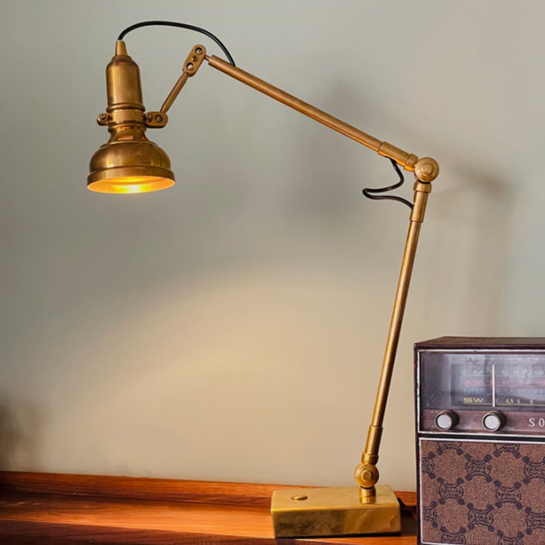 Brass Vintage Table Lamp / Living Room Bedroom Table Lamp / Adjustable ...