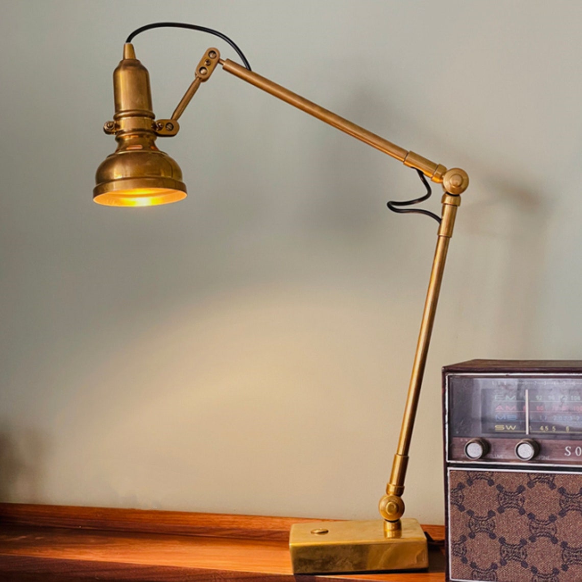 Brass Vintage Table Lamp / Living Room Bedroom Table Lamp / Adjustable ...