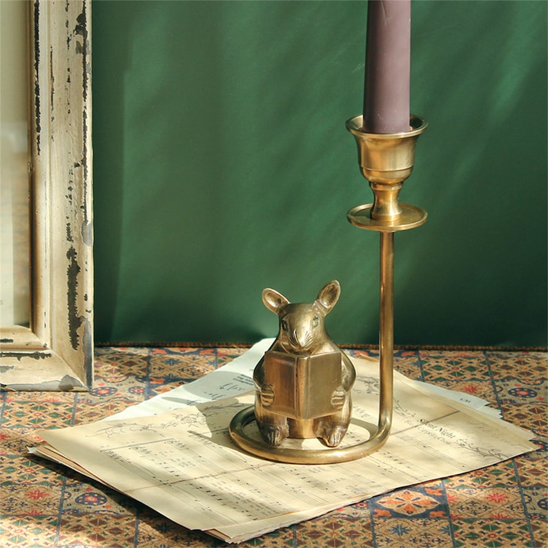 Brass Candle Holder/vintage Decoration/brass Rat Candle - Etsy