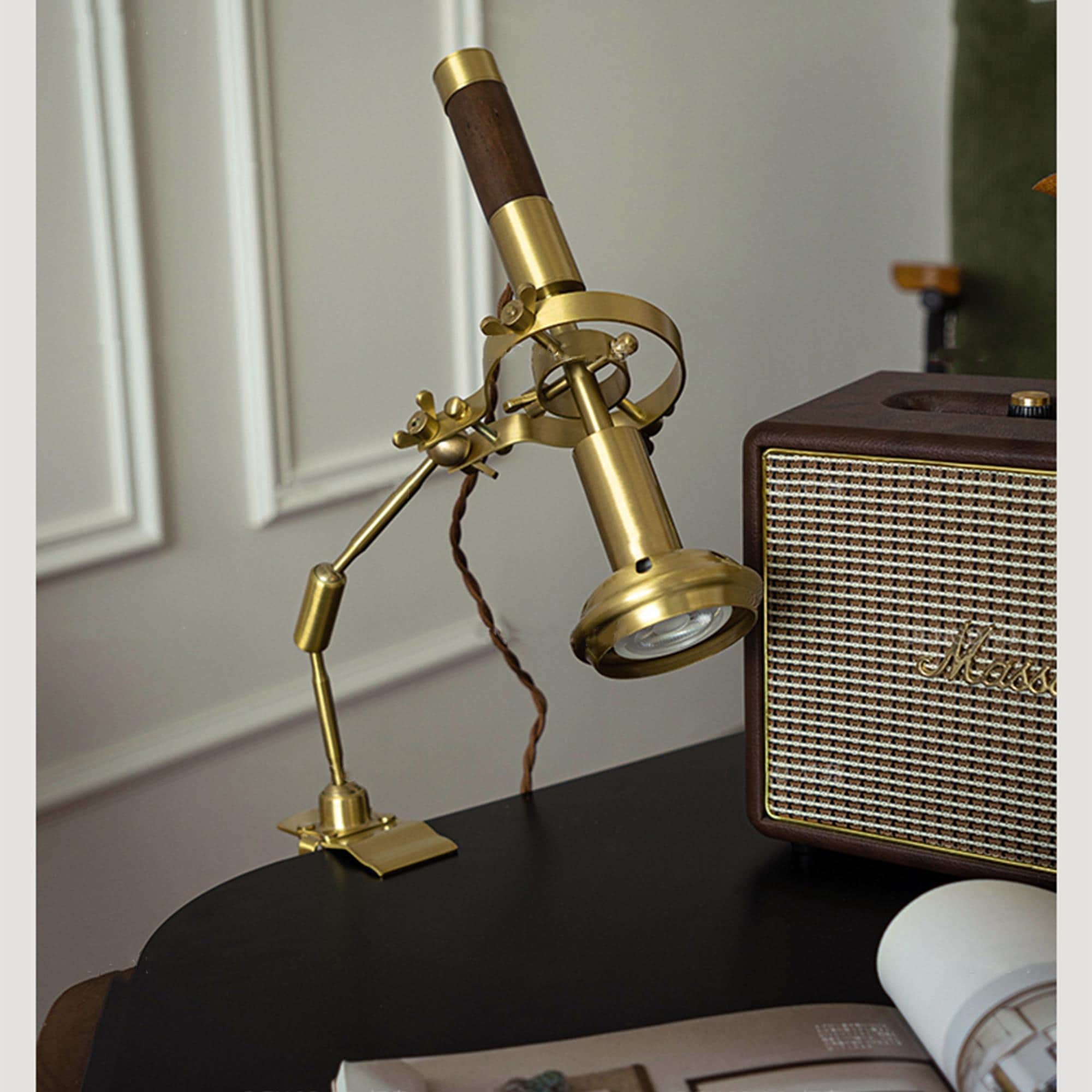 Vintage Brass Lamp, Bedside Reading Light, Brass Table Clamp Lamp, Home ...