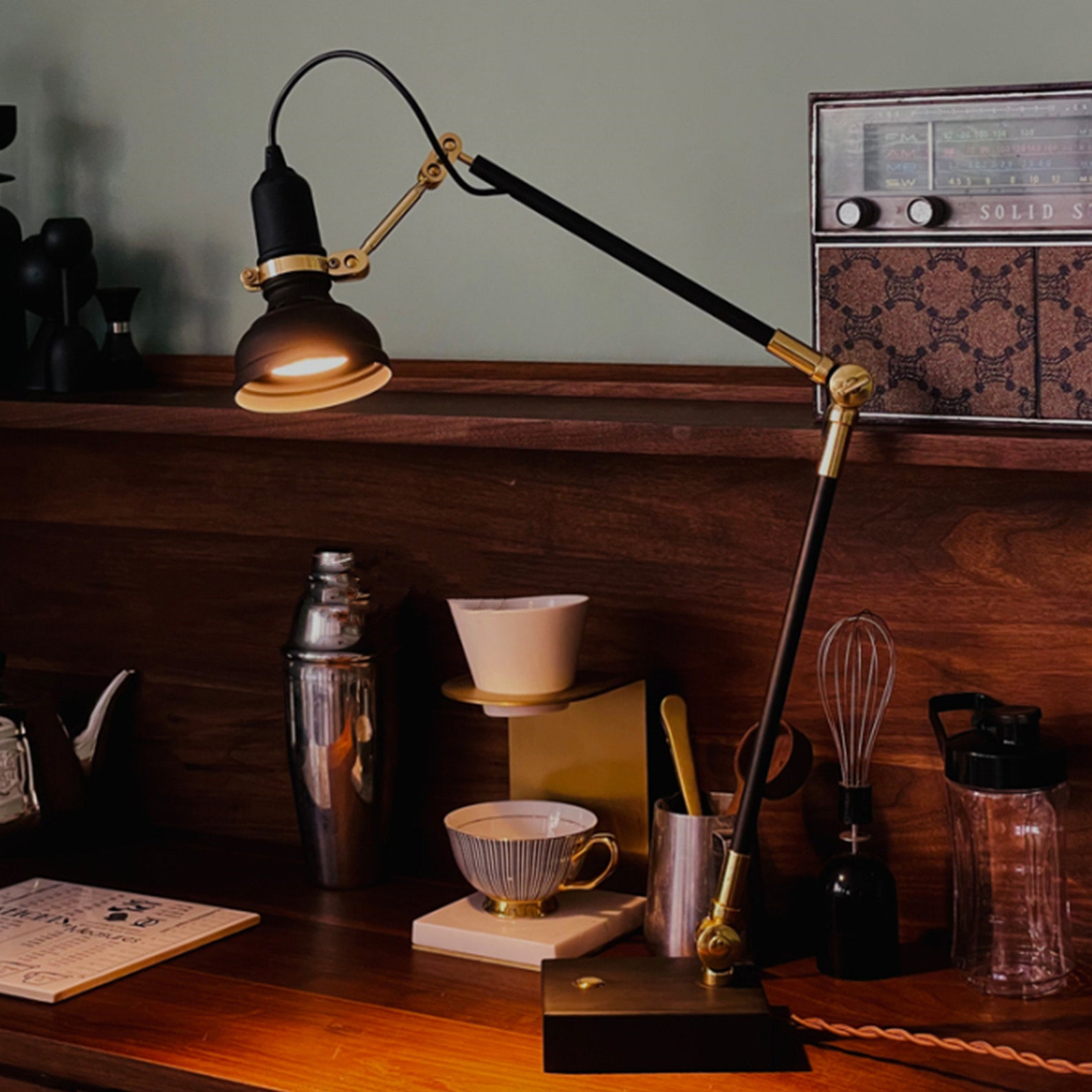 Brass Vintage Table Lamp / Living Room Bedroom Table Lamp / Adjustable ...