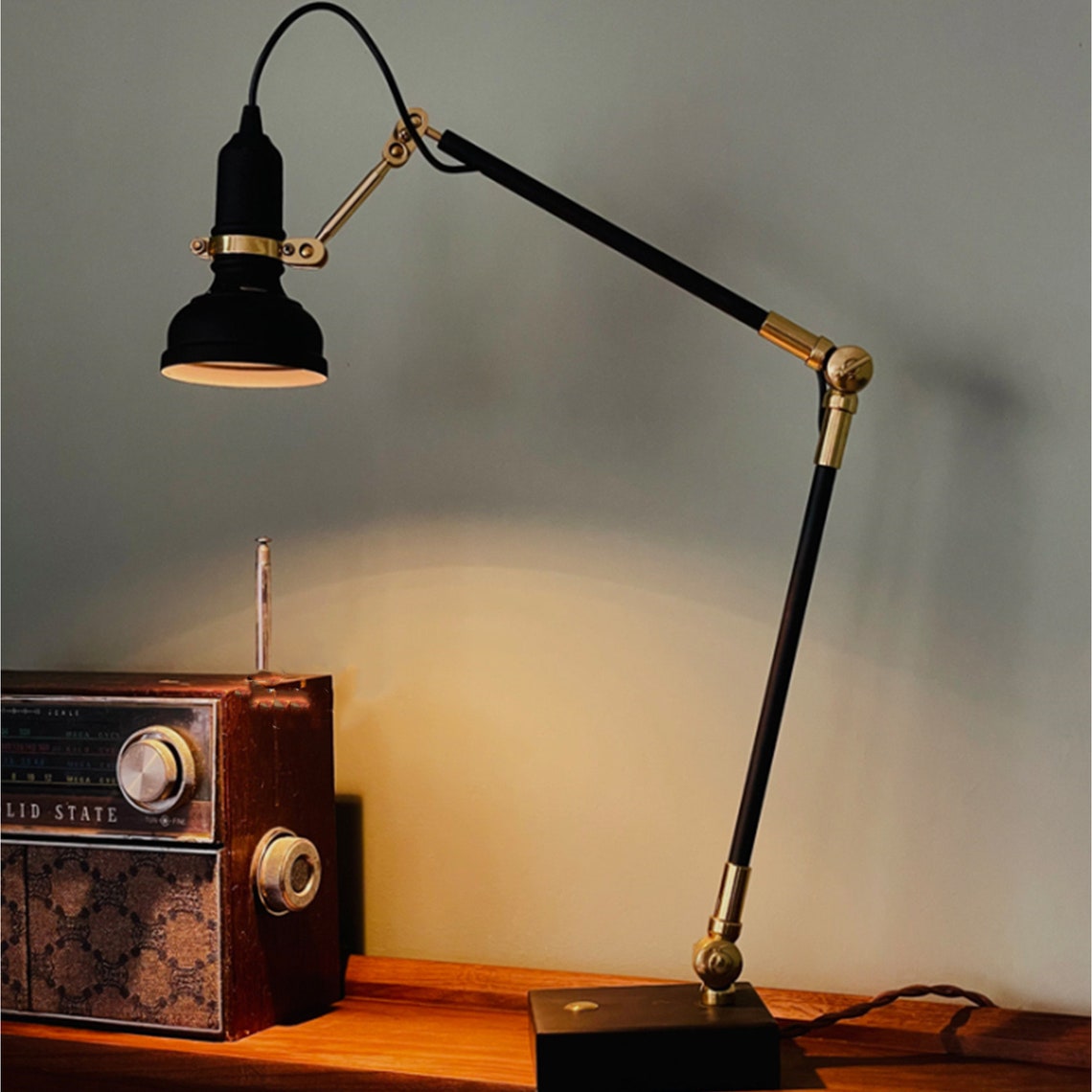 Brass Vintage Table Lamp / Living Room Bedroom Table Lamp / Adjustable ...
