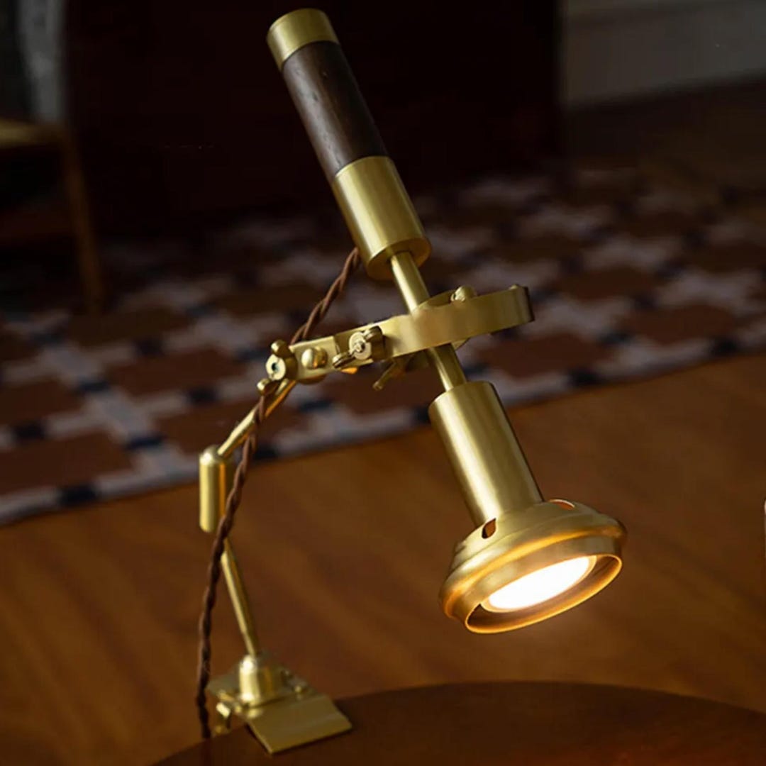 Vintage Brass Lamp, Bedside Reading Light, Brass Table Clamp Lamp, Home ...