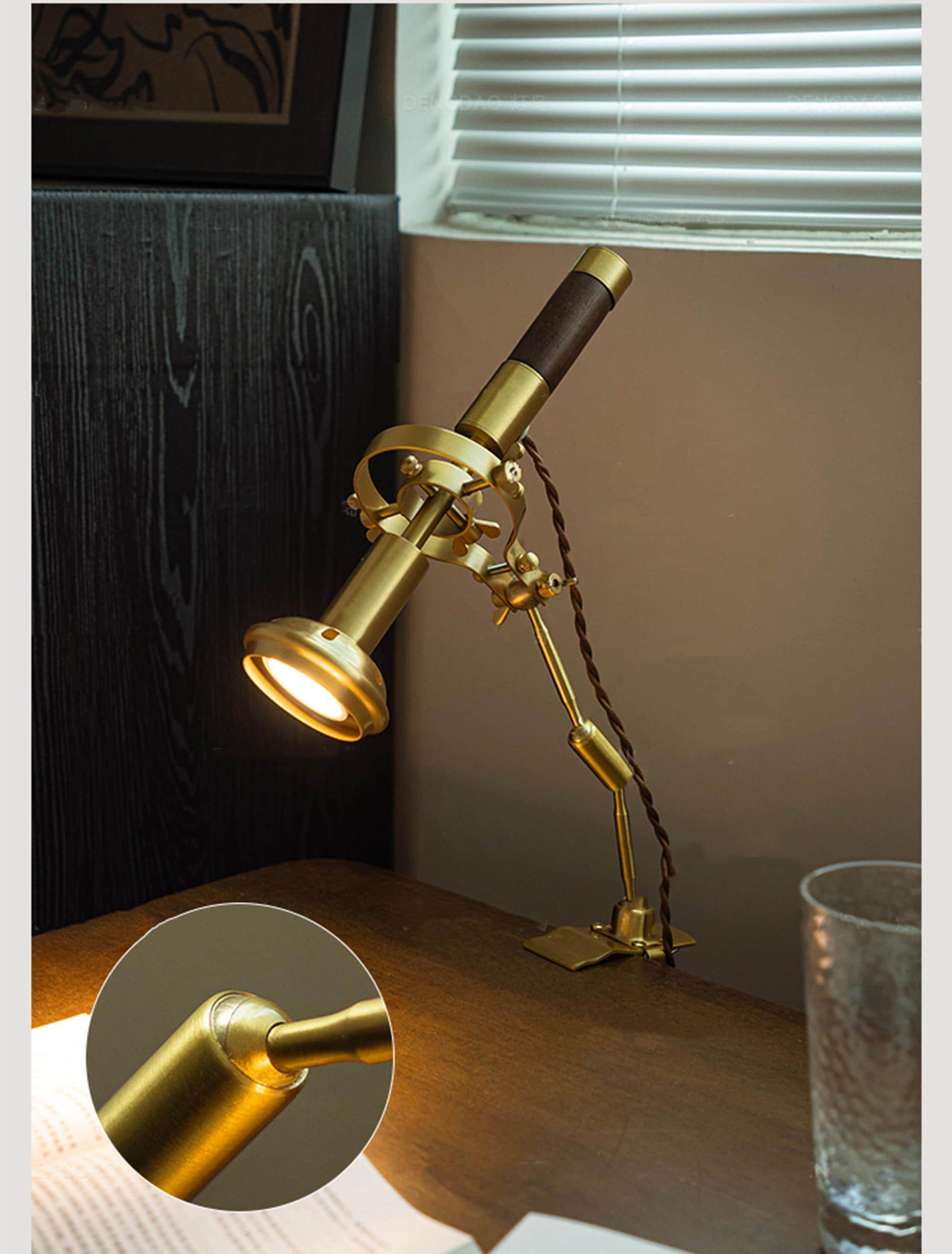 Vintage Brass Lamp, Bedside Reading Light, Brass Table Clamp Lamp, Home ...