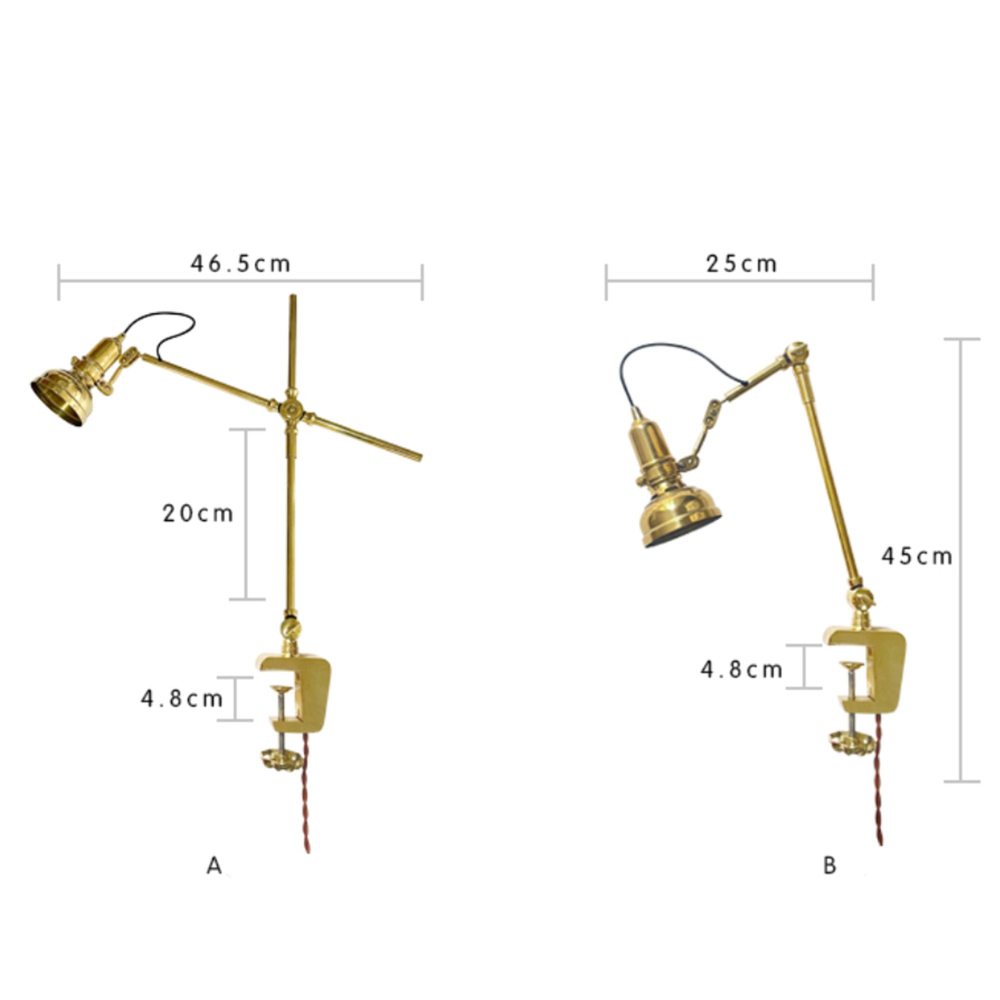 Vintage Brass Lamp, Bedroom Study Clip Lamp, Bedside Lamp-adjustable - Etsy