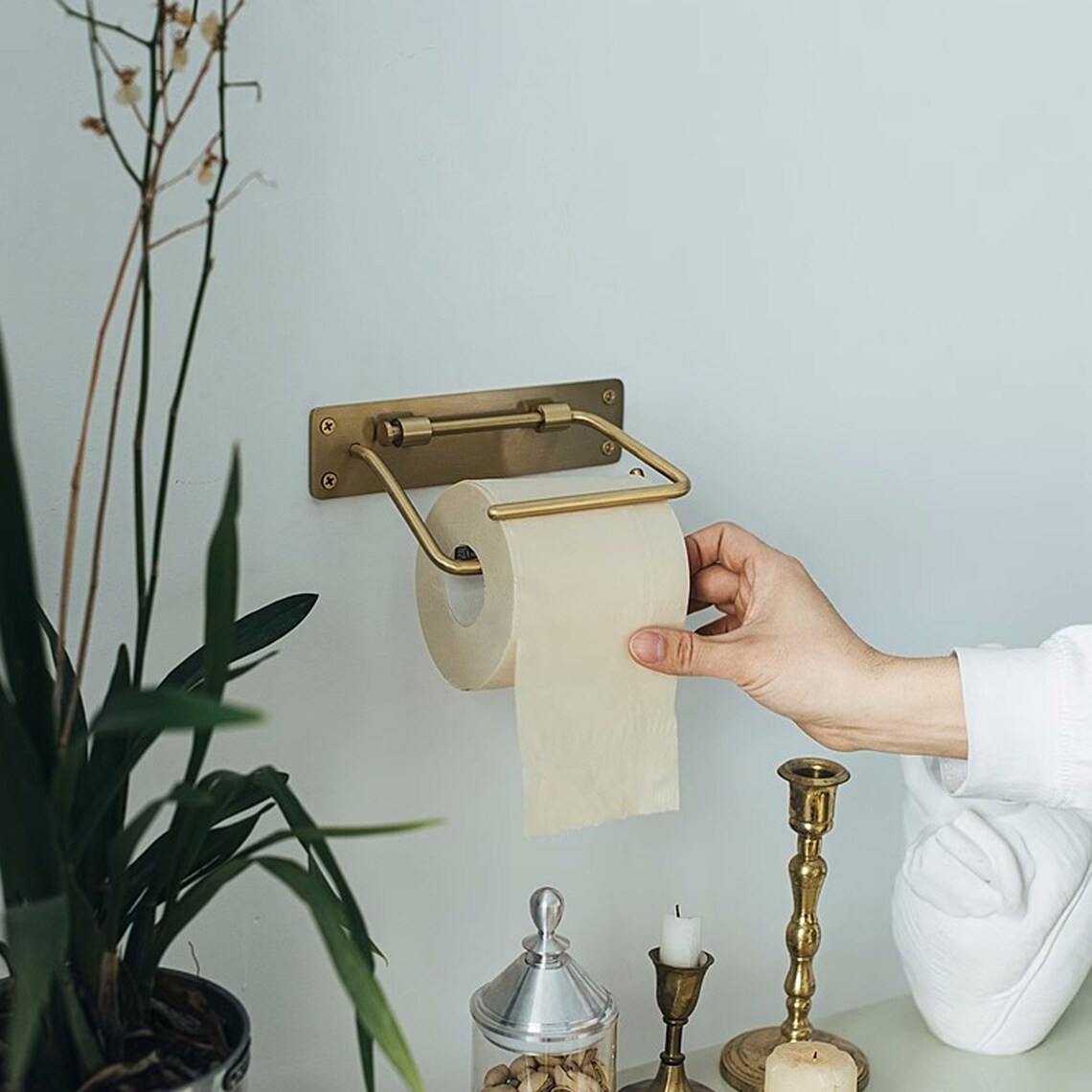 Vintage Brass Tissue Holder, Toilet Roll Paper Holder, Homer Decor, Brass Decor - Etsy