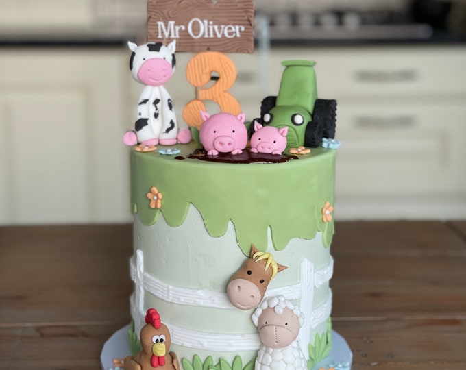 Fondant Farm Themed Cakes Toppers Cute Farm Animals for Cake Decoration ...