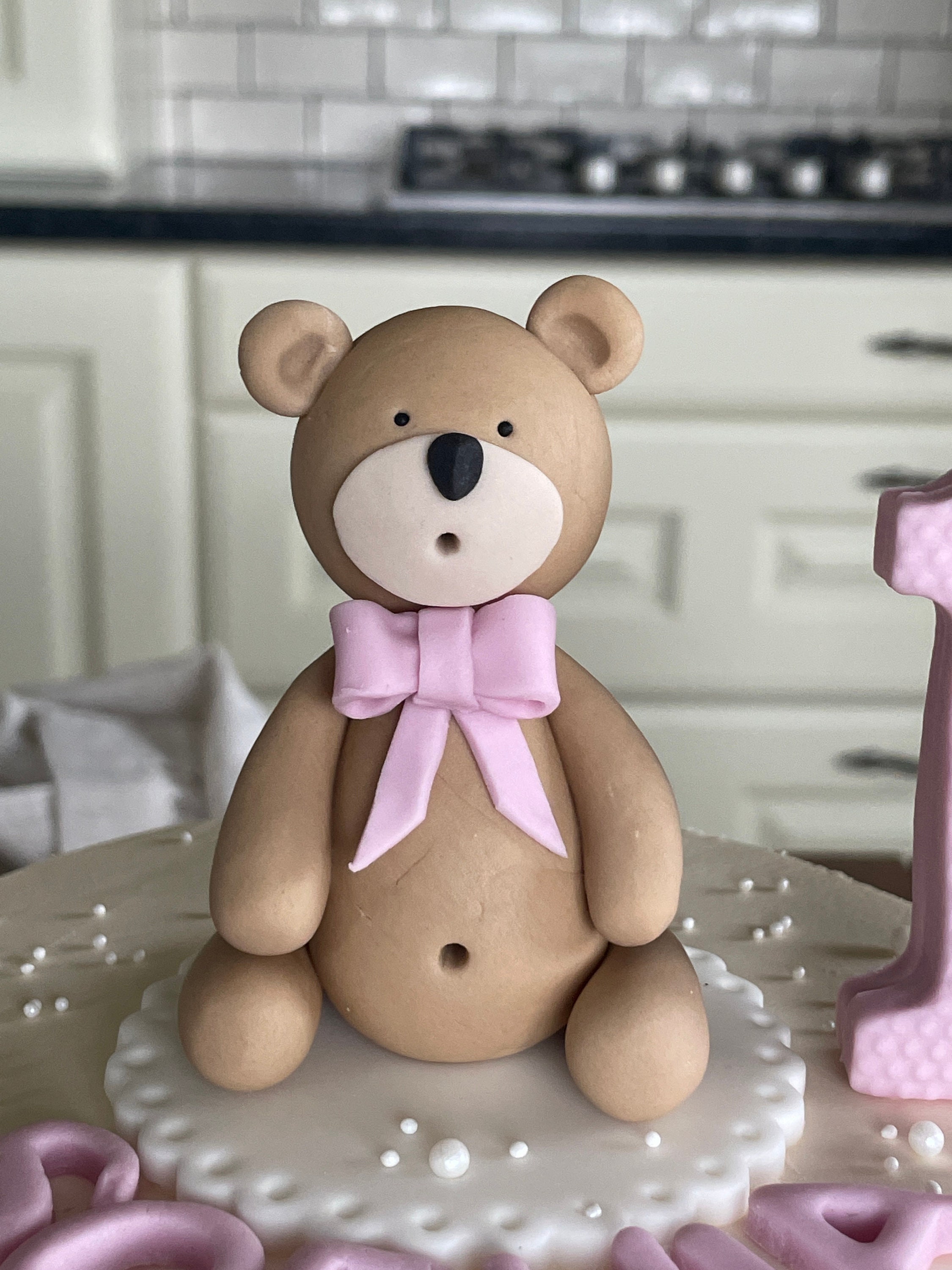 Fondant Teddy Bear With Bow Cake Topper Ideal for Baby - Etsy