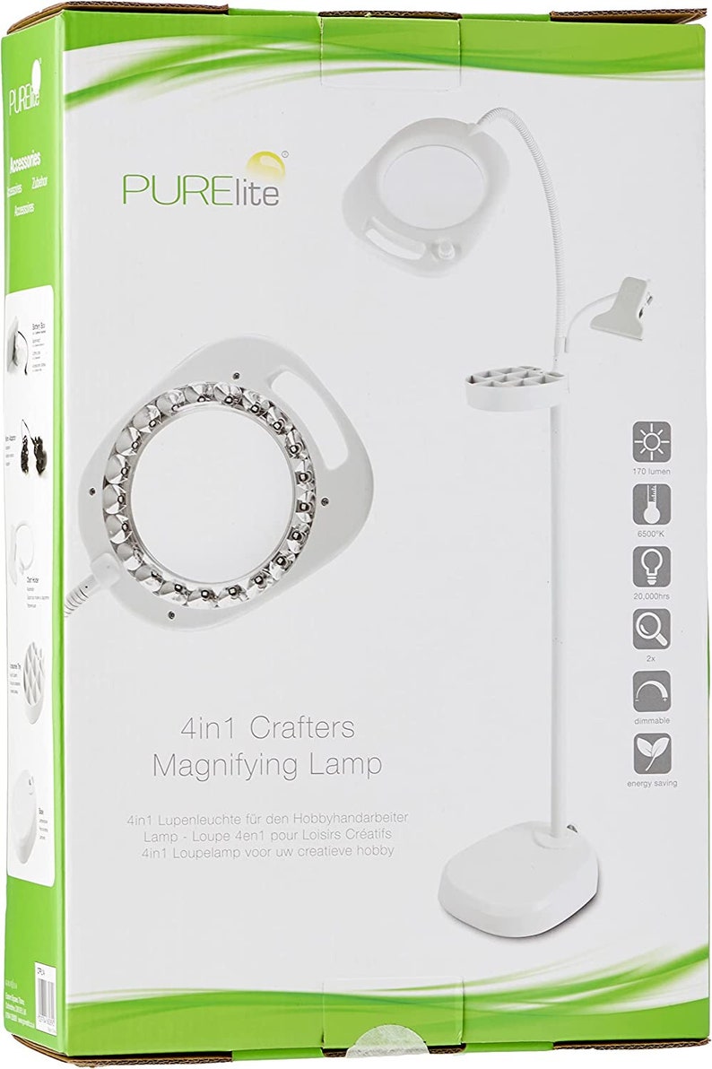 Magnifying Glass LED Lamp With Accessories, Purelite 4 in 1 Crafters ...