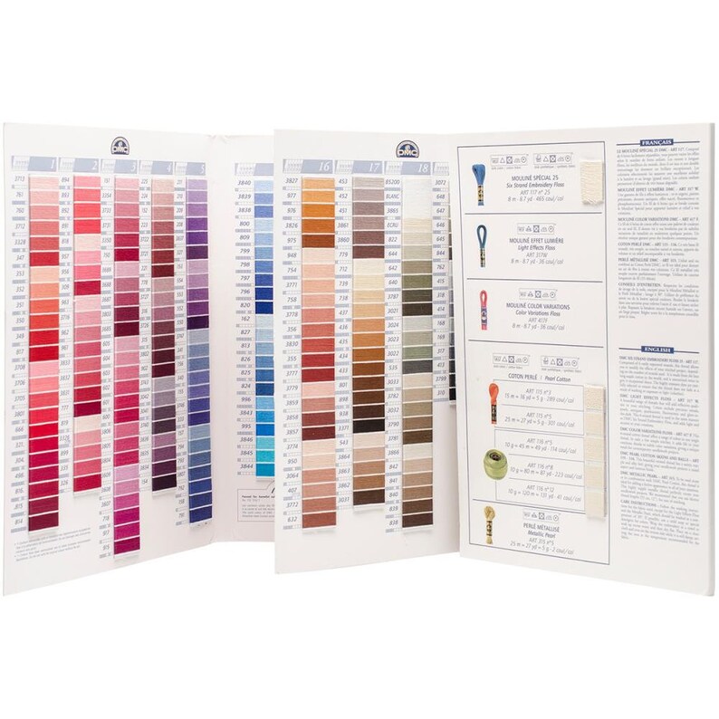 DMC Colour Card With Thread Samples Stranded Cotton Shade - Etsy