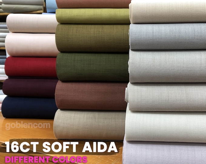 Soft Cross Stitch Fabric, 16ct Linen Look Aida Fabric to Stitch ...