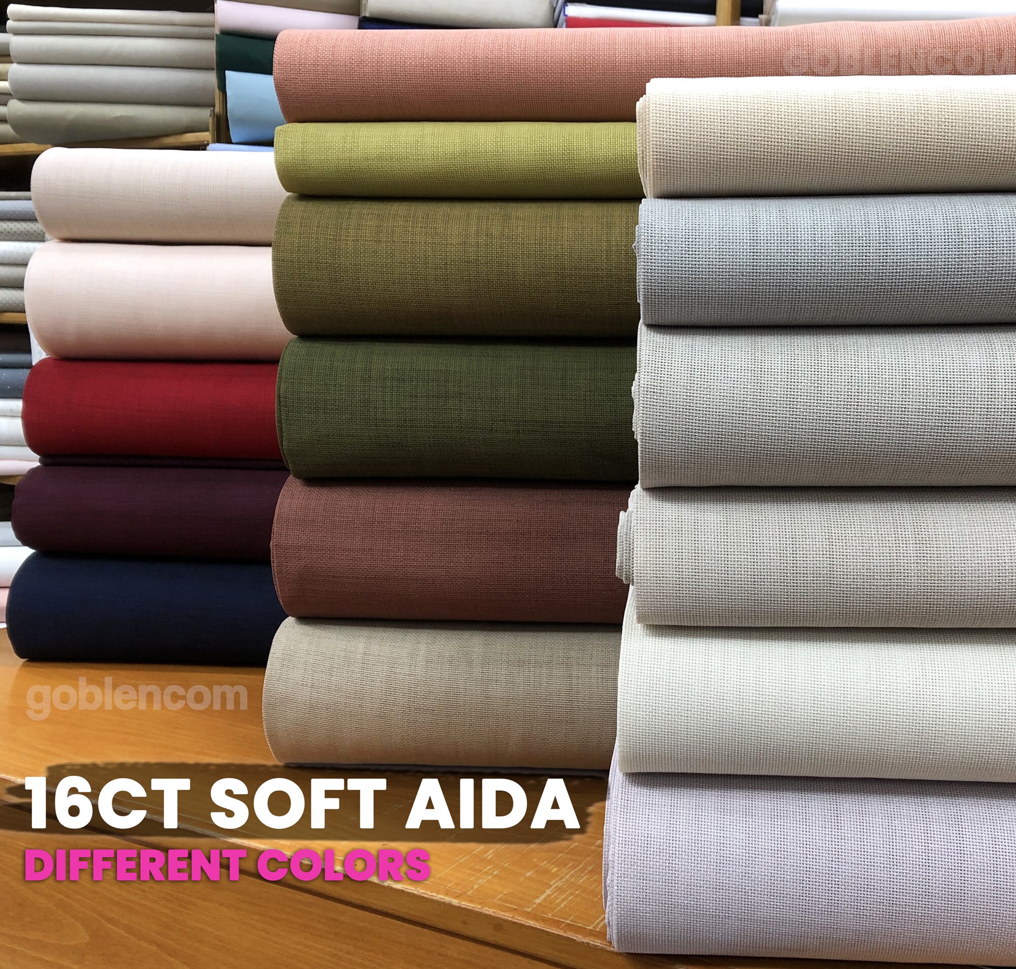 Soft Cross Stitch Fabric, 16ct Linen Look Aida Fabric to Stitch ...