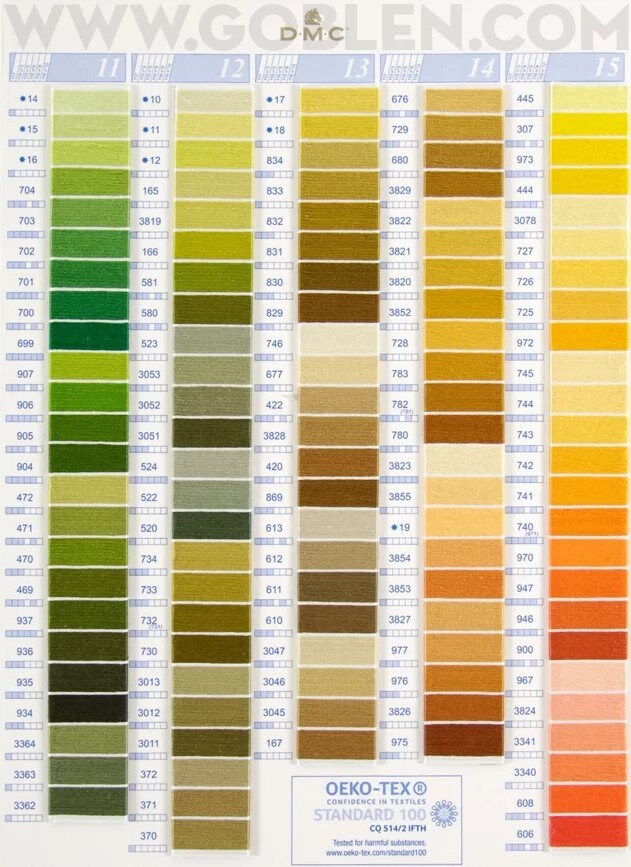 DMC Colour Card With Thread Samples Stranded Cotton Shade - Etsy