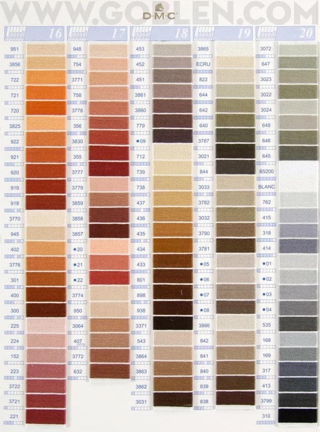 DMC Colour Card With Thread Samples Stranded Cotton Shade - Etsy