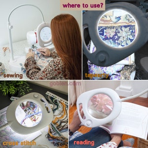 Magnifying Glass LED Lamp With Accessories, Purelite 4 in 1 Crafters ...