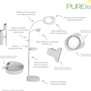 Magnifying Glass LED Lamp With Accessories, Purelite 4 in 1 Crafters ...