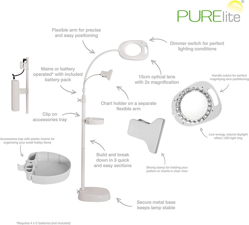 Magnifying Glass LED Lamp With Accessories Purelite 4 in 1 - Etsy