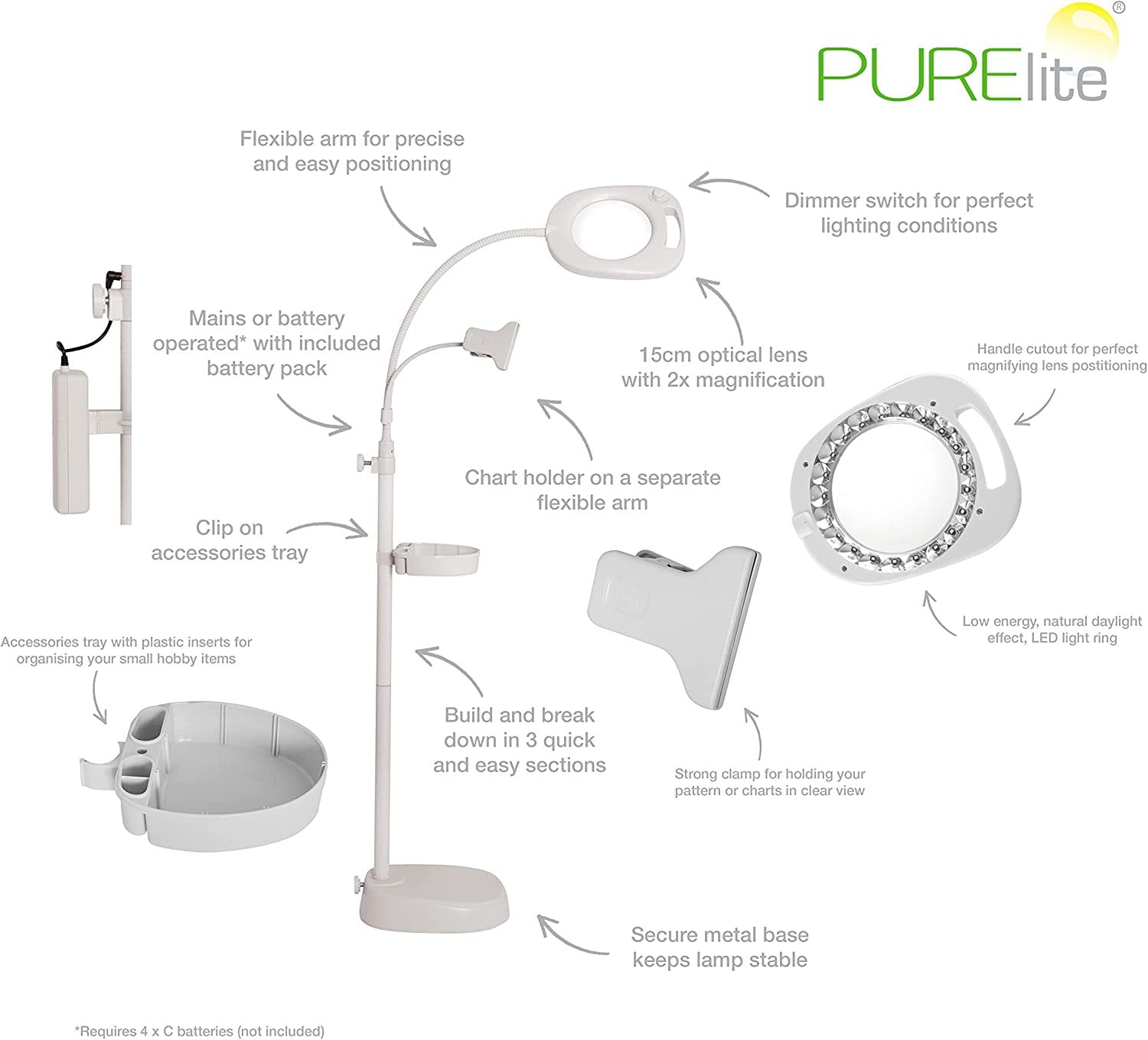 Magnifying Glass LED Lamp With Accessories Purelite 4 in 1 - Etsy