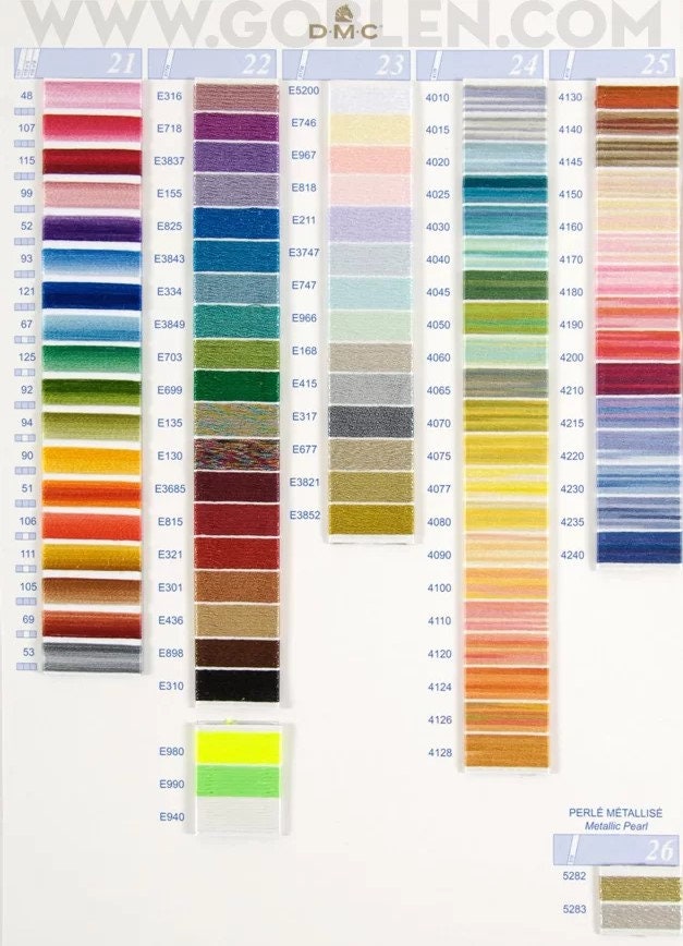 DMC Colour Card With Thread Samples Stranded Cotton Shade - Etsy