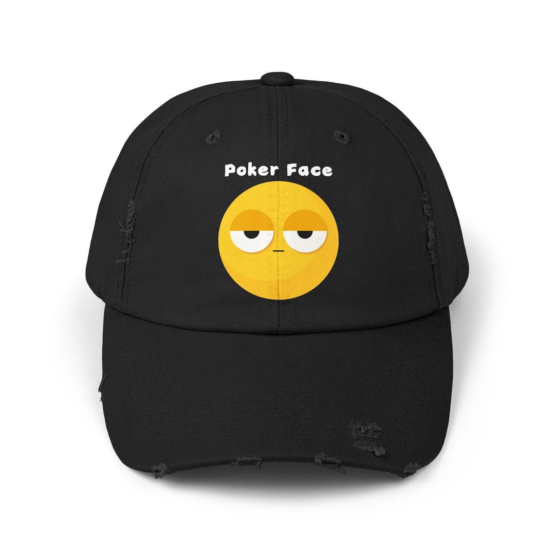 Distressed Cap, Poker Face Emoji Hat, Unisex Baseball Cap, Casual ...