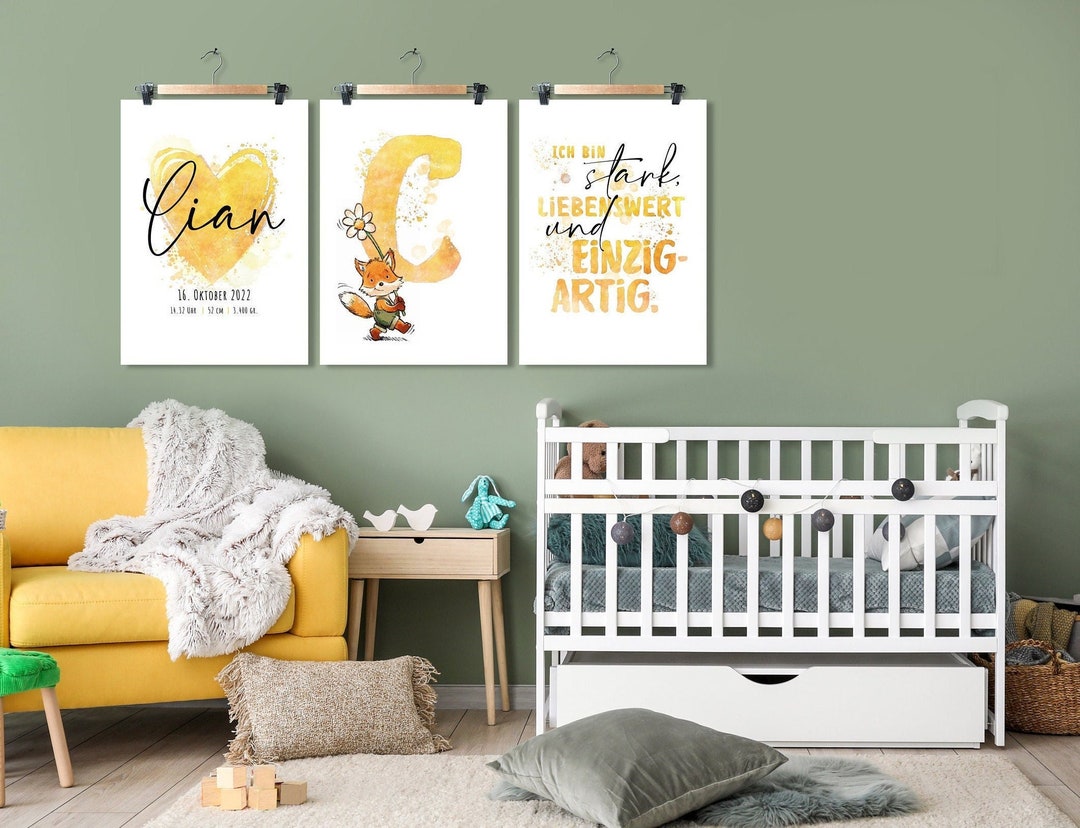 Name Poster Set, Children's Poster, Personalized Gift for Birth or ...