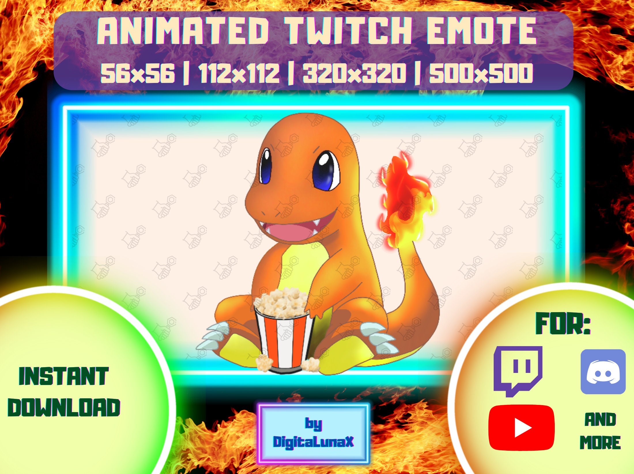 Cute Animated Twitch Emote Animated Emote Eating Popcorn - Etsy