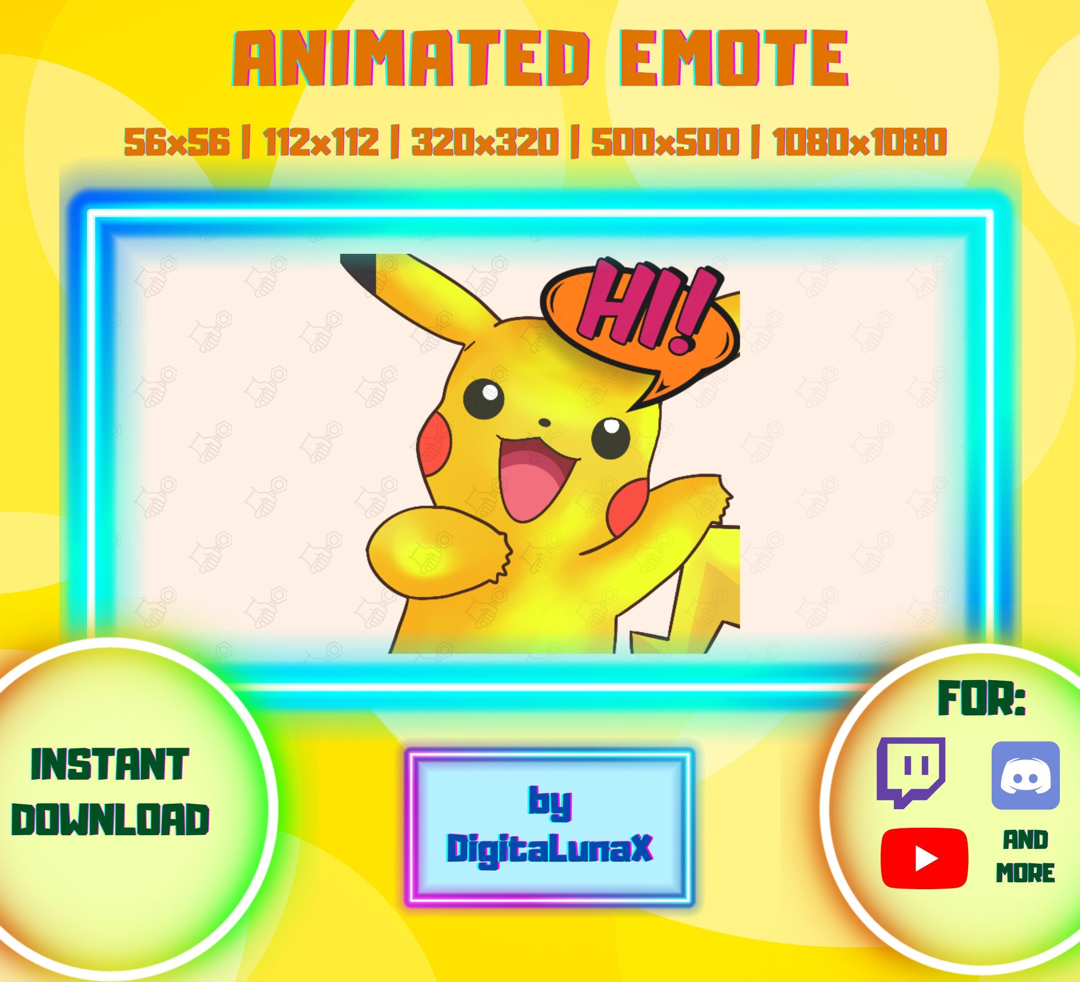 Cute Animated Twitch Emote Sweet 'hi' Animated - Etsy