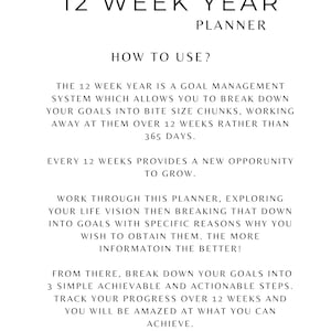 12 Week Year Planner - Digital Download. 12 Week Planner to Help ...