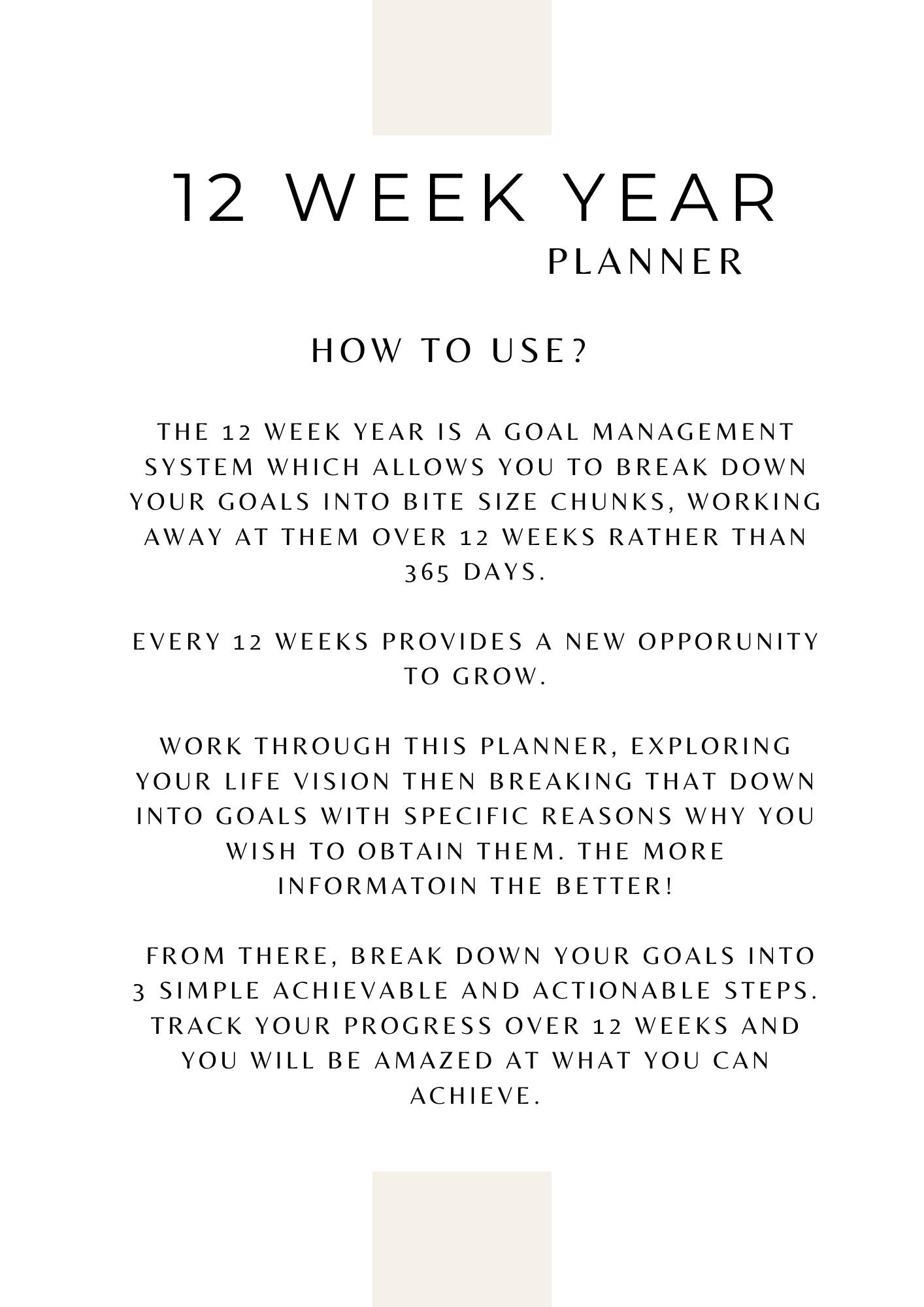 12 Week Year Planner Digital Download. 12 Week Planner to Help Achieve ...