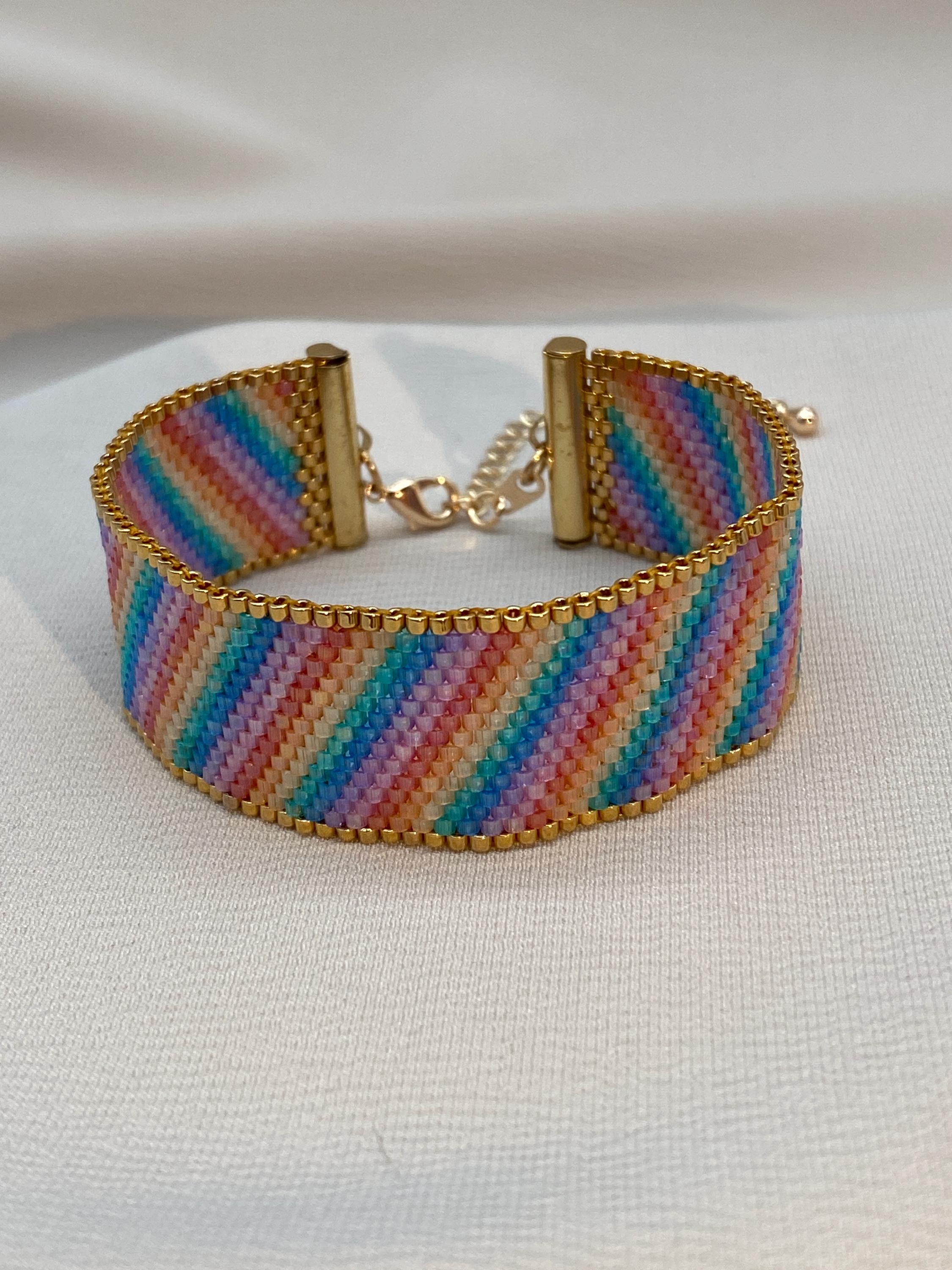 PDF Pattern Beaded Rainbow Bracelet | Miyuki Delica Bracelet Diagram ...