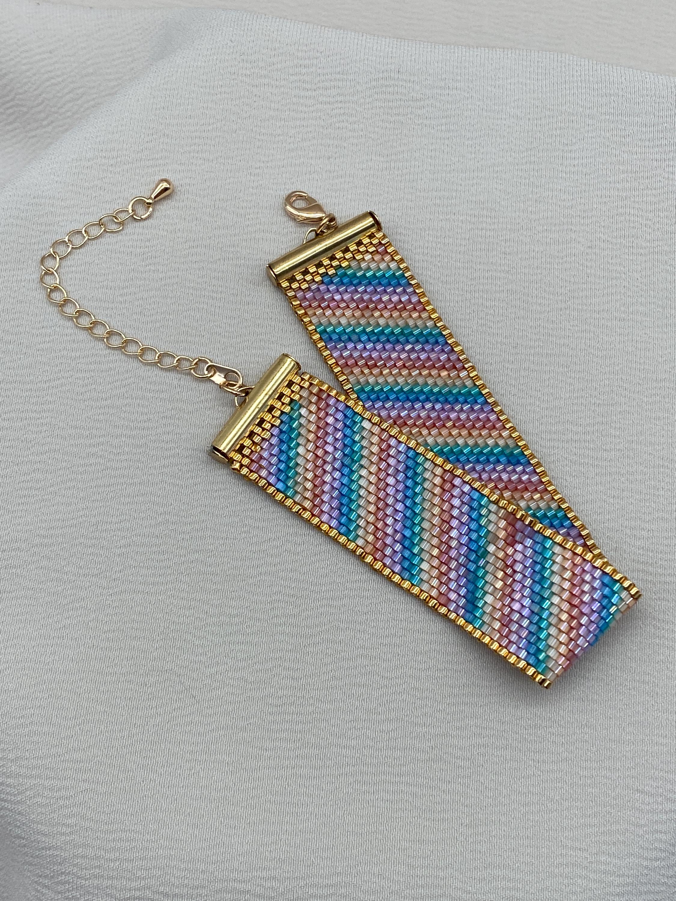 PDF Pattern Beaded Rainbow Bracelet | Miyuki Delica Bracelet Diagram ...