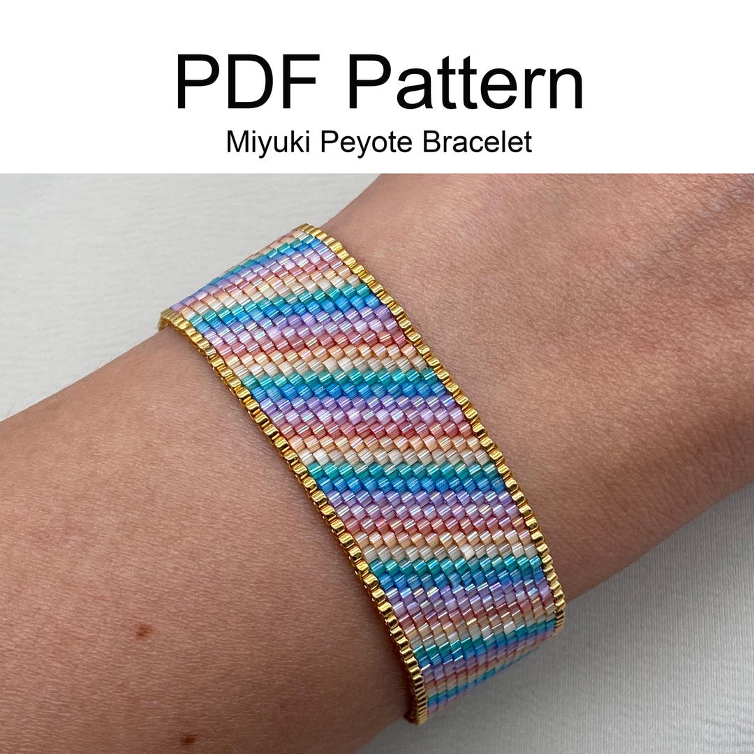 PDF Pattern Beaded Rainbow Bracelet | Miyuki Delica Bracelet Diagram | Love Rainbow Bracelet ...