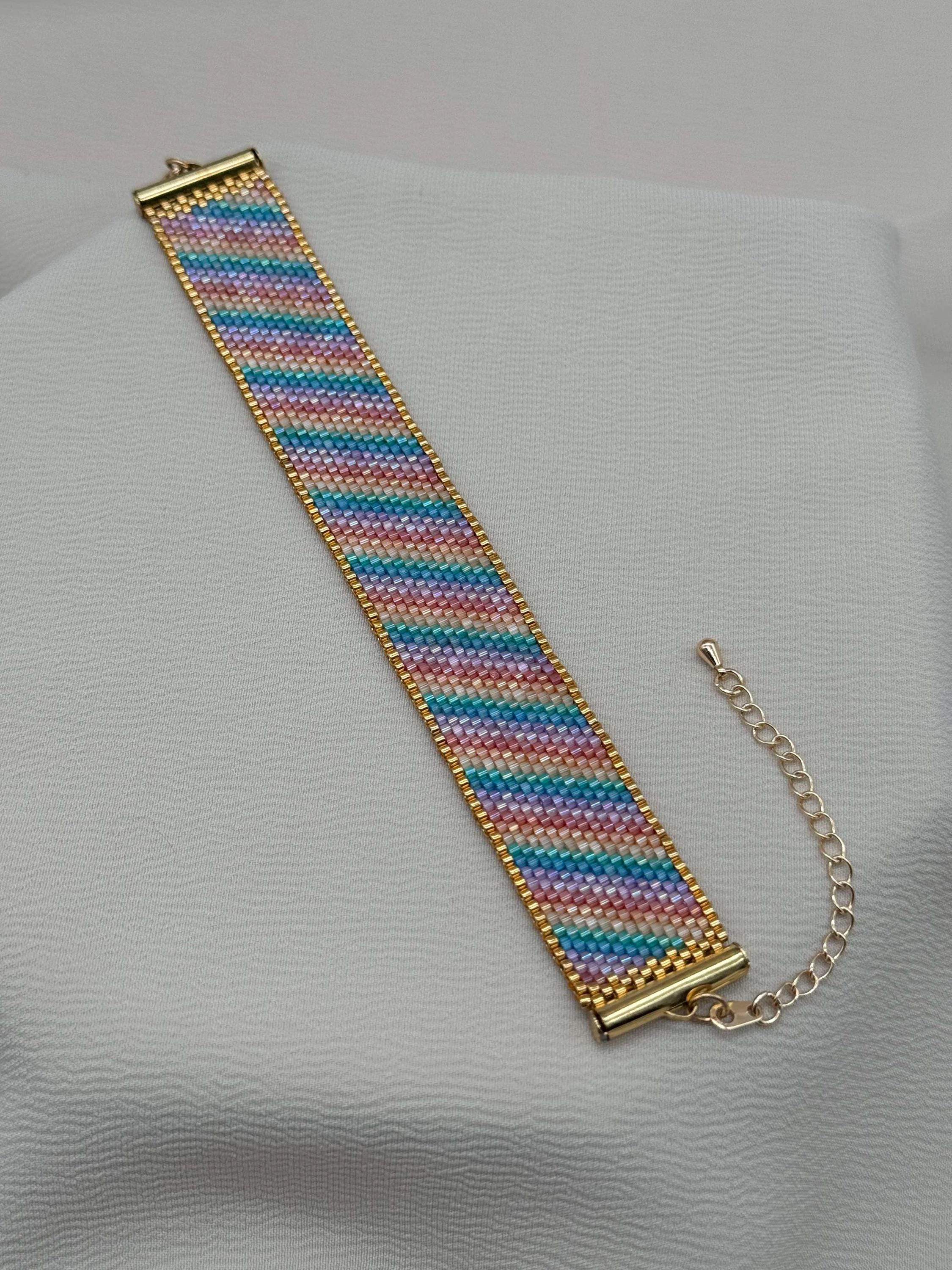 PDF Pattern Beaded Rainbow Bracelet | Miyuki Delica Bracelet Diagram ...