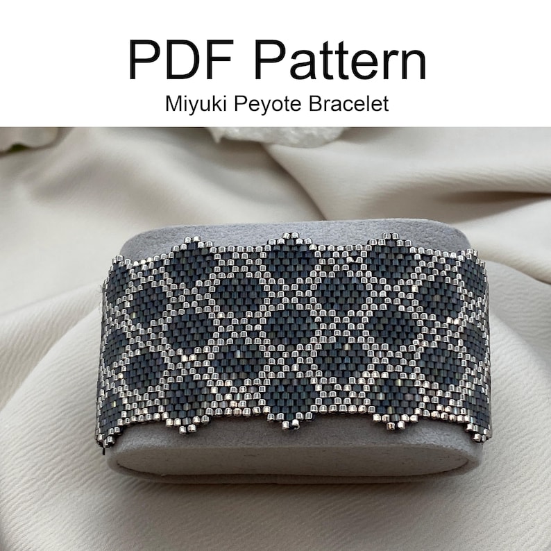 Miyuki Delica Bracelet Pattern | Odd Count Peyote Design | Grey Silk ...