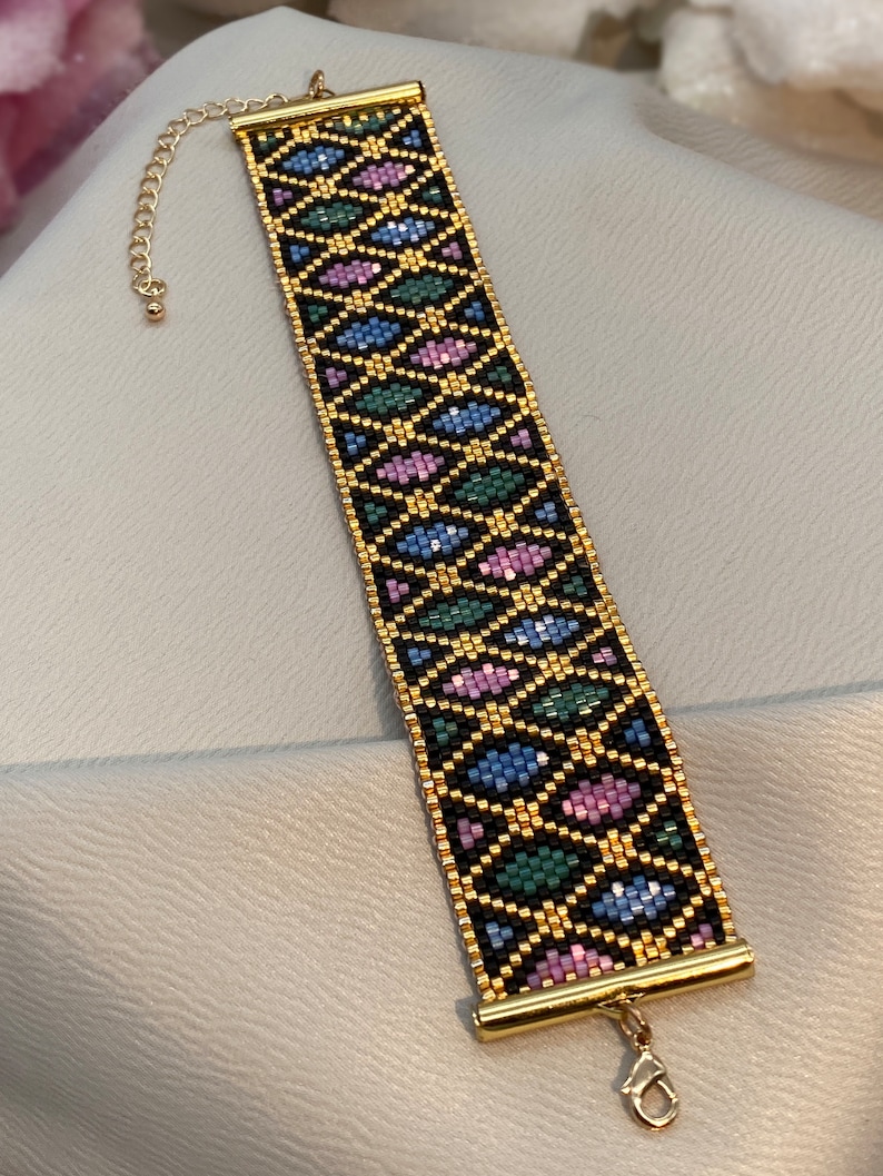 PDF Pattern Beaded Cuff Bracelet | Miyuki Delica Bracelet Scheme ...