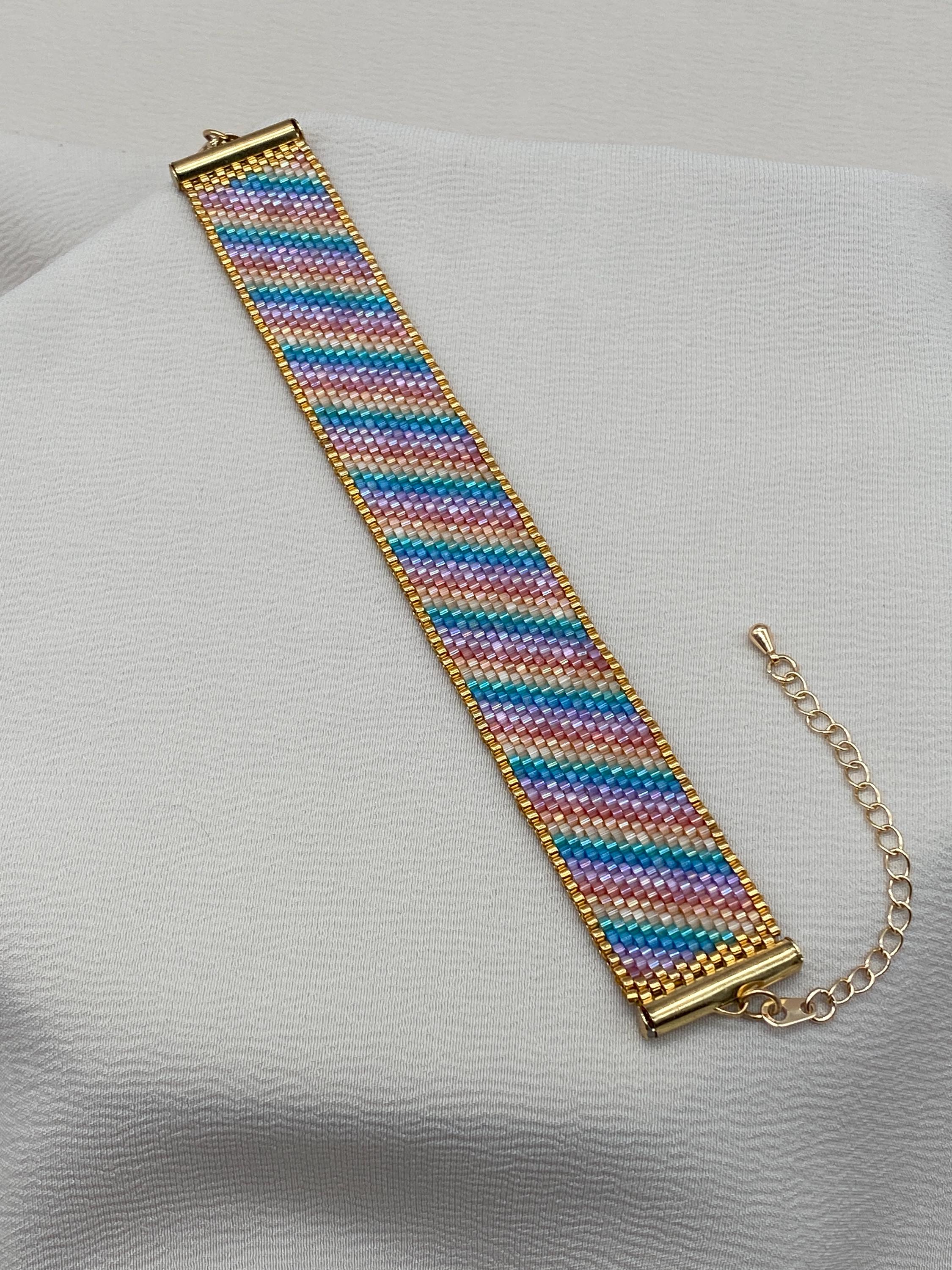 PDF Pattern Beaded Rainbow Bracelet | Miyuki Delica Bracelet Diagram ...