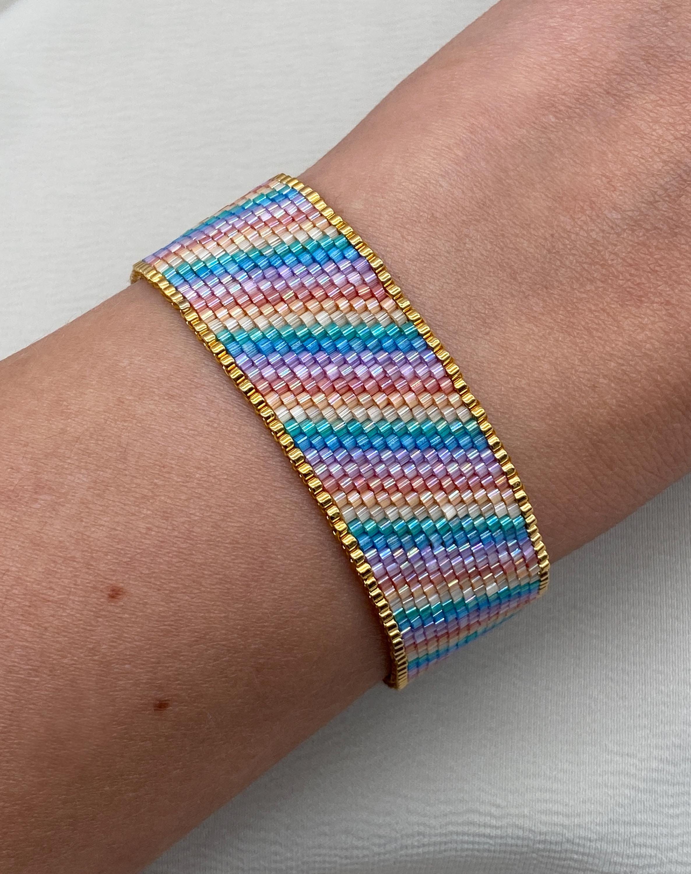 PDF Pattern Beaded Rainbow Bracelet | Miyuki Delica Bracelet Diagram ...