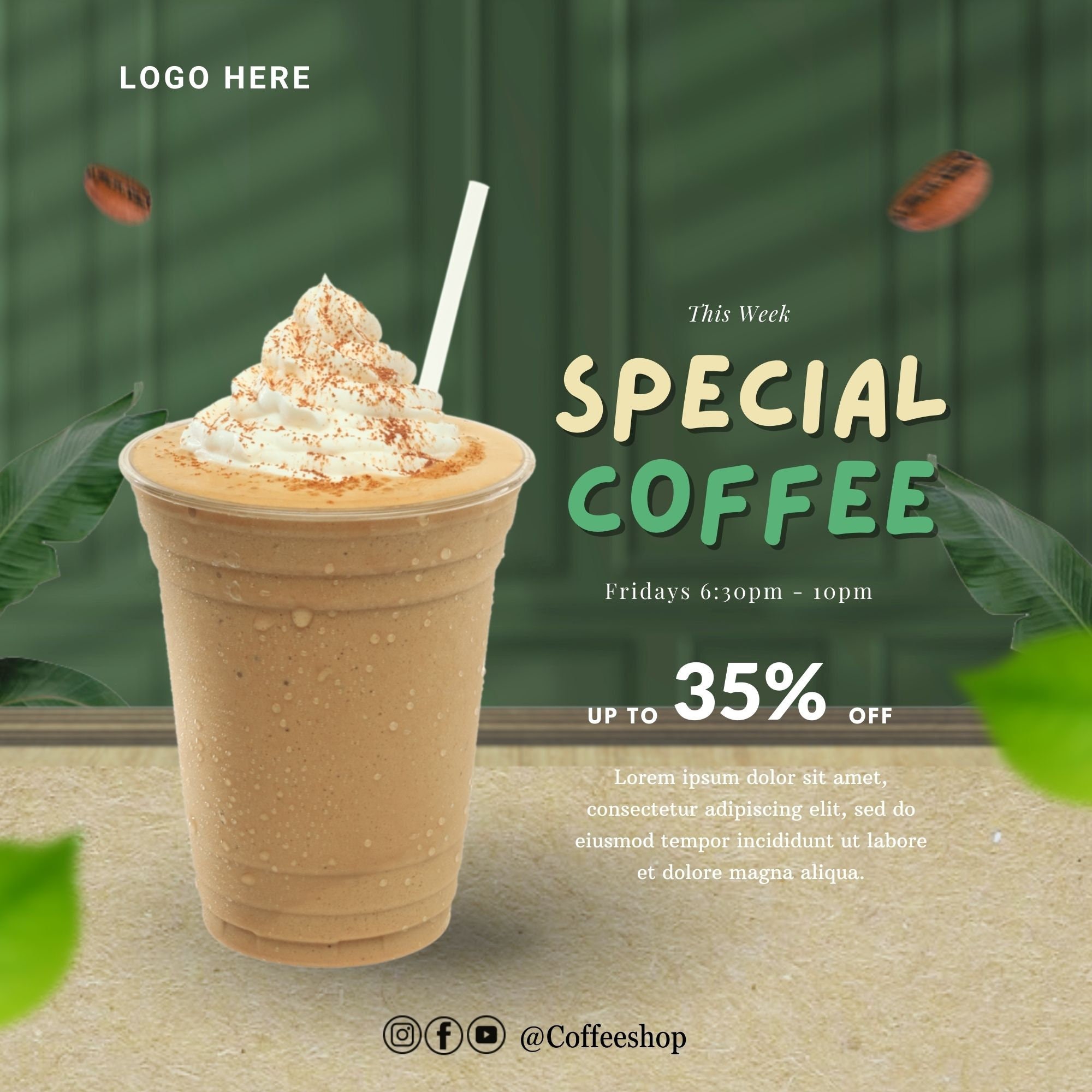 Editable Coffee Flyer Template for Canva, Social Media Template, Canva ...