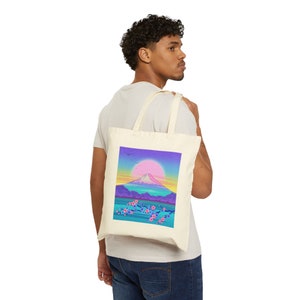 Canvas Tote Bag Mt. Fuji Art Japanese Scene Romantic Style Kawaii ...