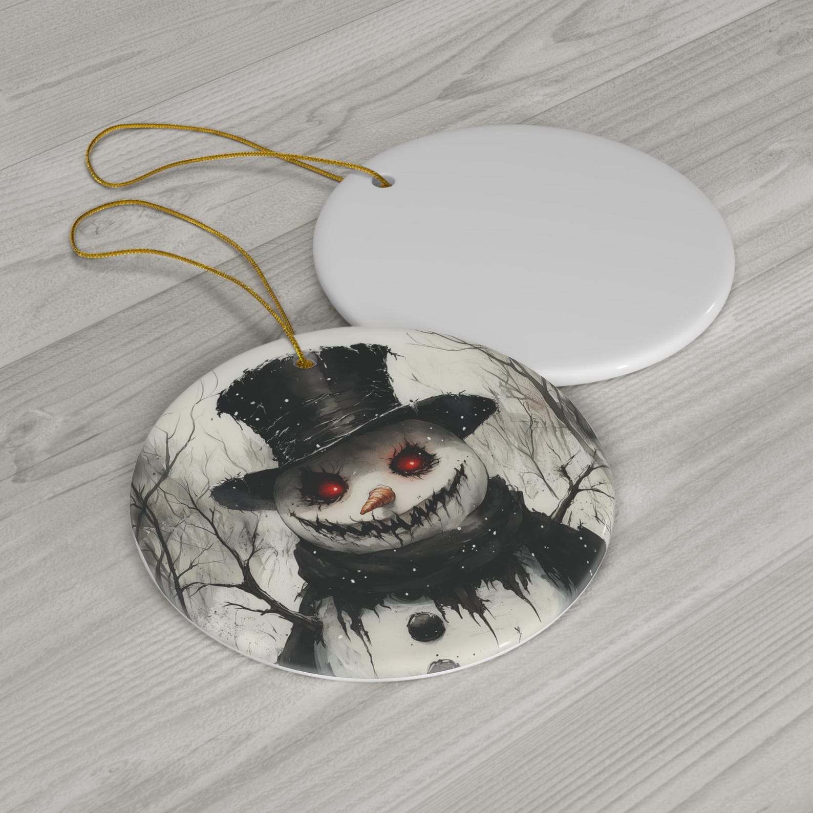 Spooky Gothic Snowman Ornament, Unique Christmas Decoration, Creepy ...