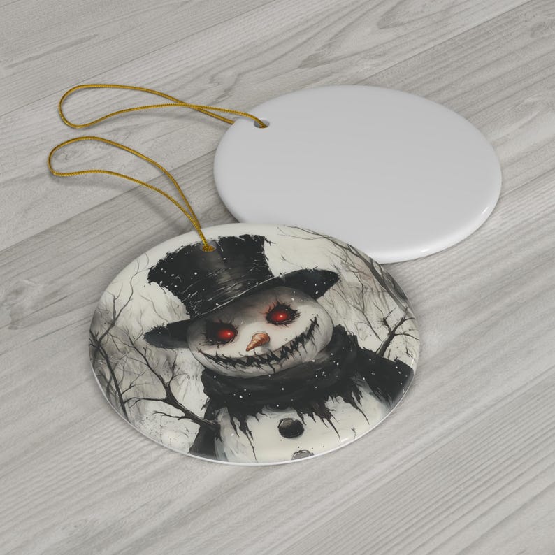 Spooky Gothic Snowman Ornament, Unique Christmas Decoration, Creepy ...