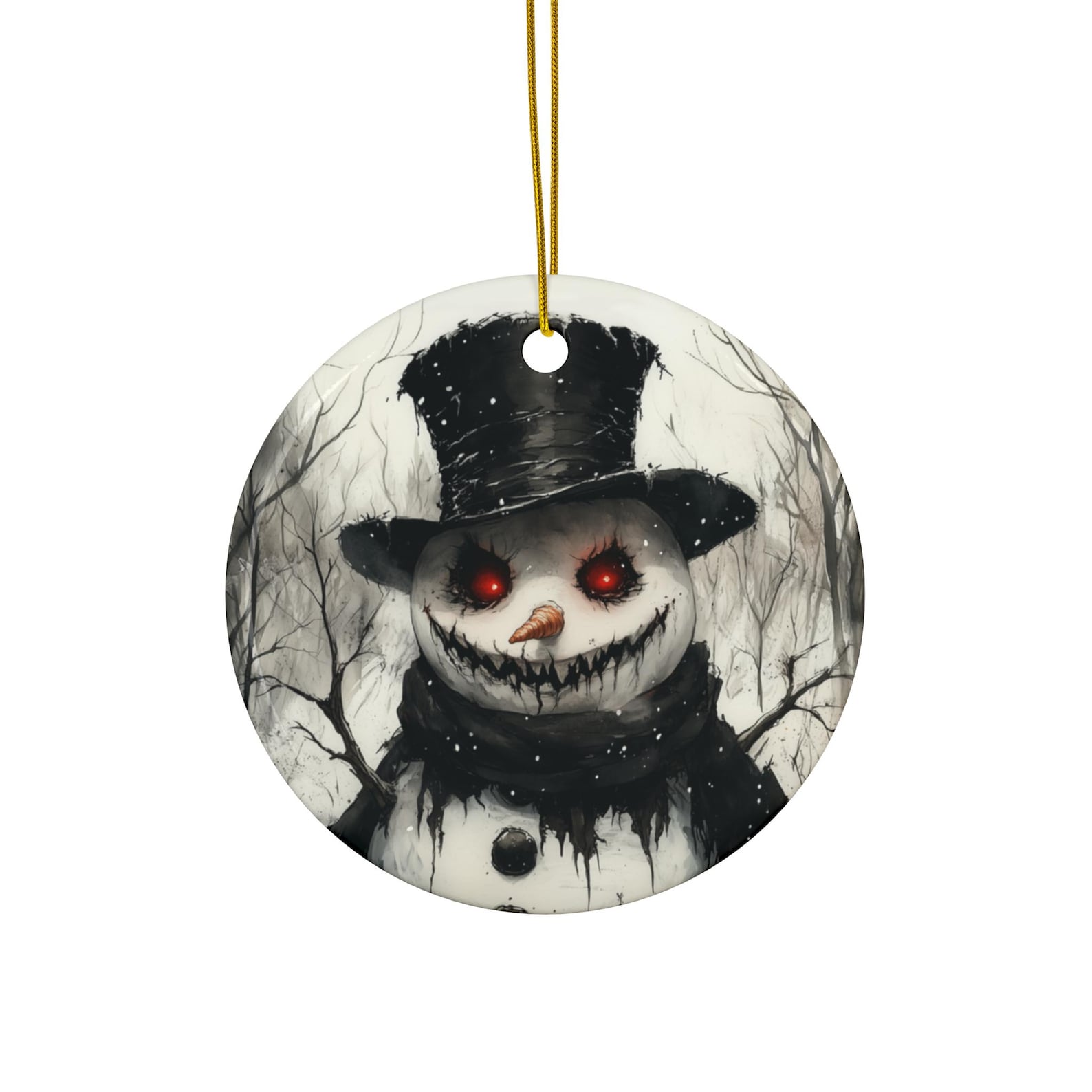Spooky Gothic Snowman Ornament, Unique Christmas Decoration, Creepy ...
