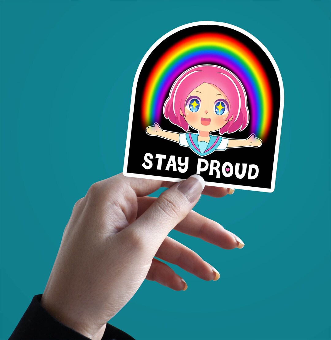 Stay Proud Sticker | Motivational, LGBT, Cute Anime Chibi, Gay Pride ...