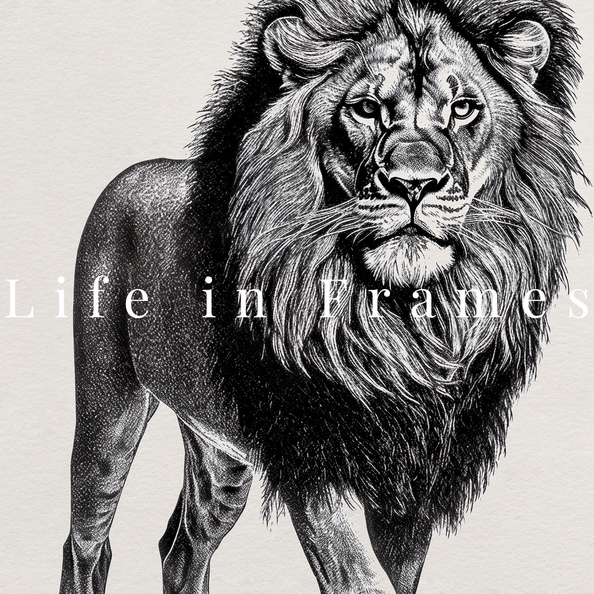 Majestic Lion Vintage Linocut Etching Vintage Wall Art Indoor Decor ...