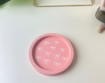 Pink Bow Tray, Jewelry Dish, Bow Ring Holder, Trinket Dishes, Bow Decor ...
