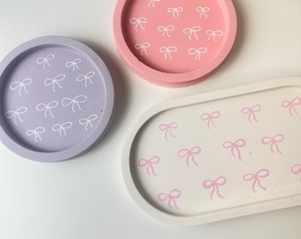 Pink Bow Tray, Jewelry Dish, Bow Ring Holder, Trinket Dishes, Bow Decor ...
