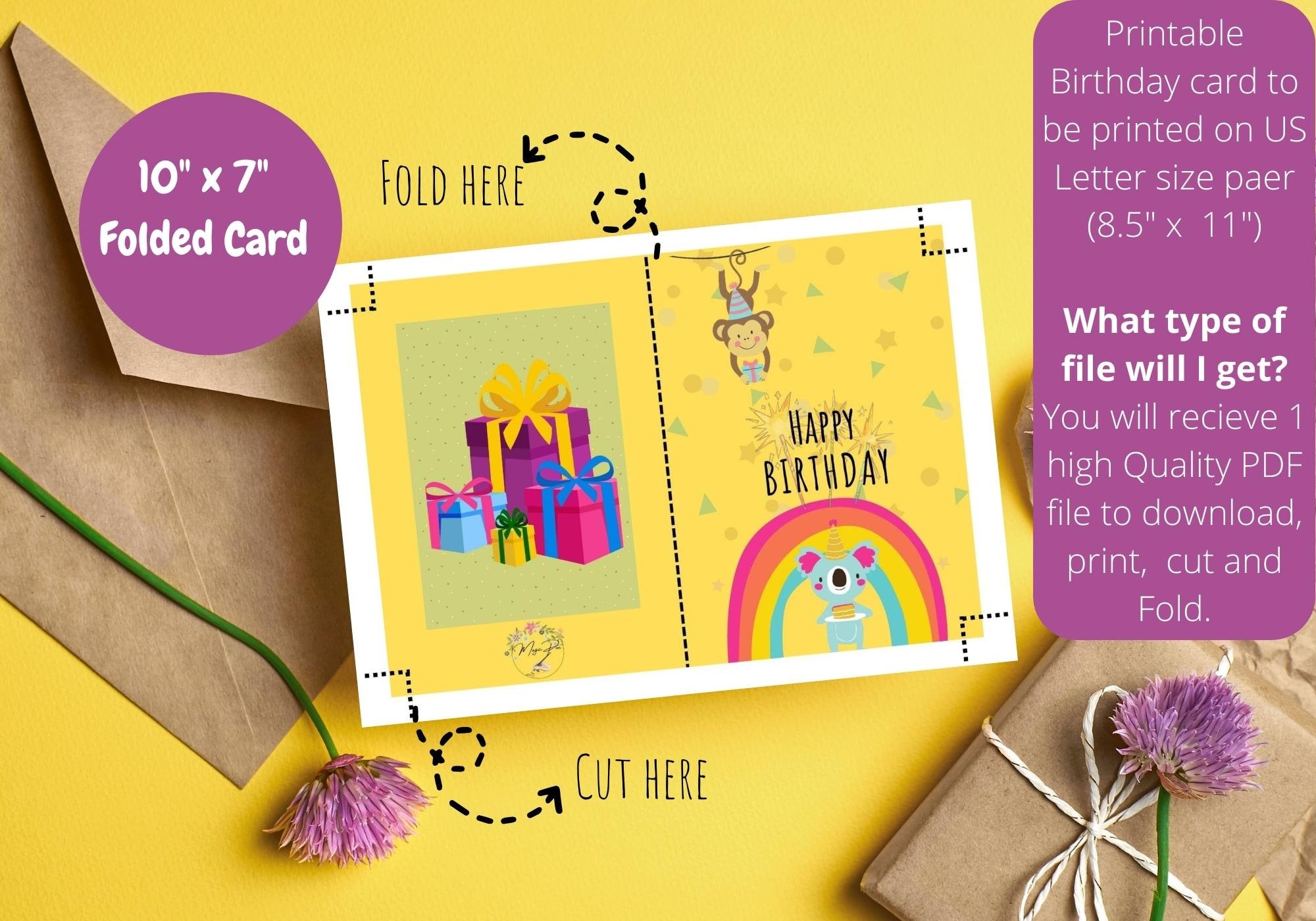 10x7 Birthday Card | Printable Birthday Card | Digital Card | Happy ...