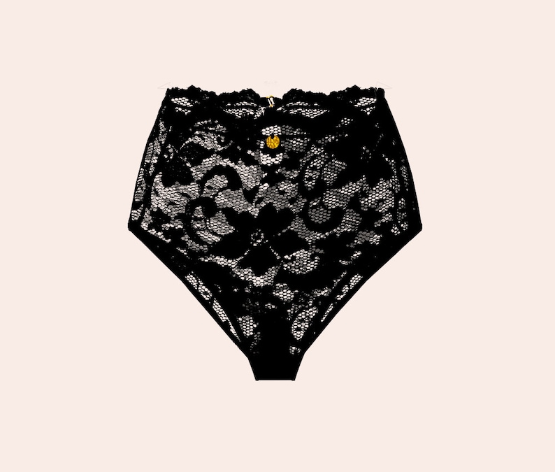 Handmade Lace Panties - Black High Waisted Stretch Lace Knickers ...