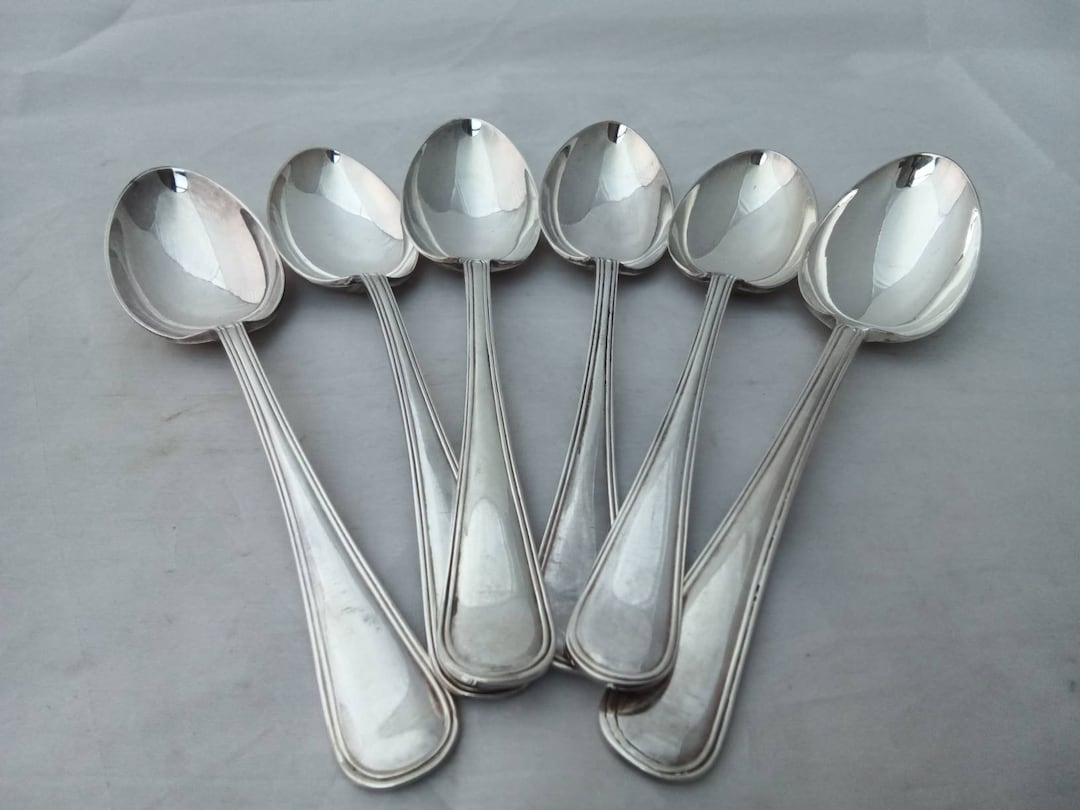 Vintage Set of Six Thread Pattern Dessert Spoons - Etsy